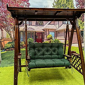 LFNOONE Thicken 5" Swing Chair Pads for Garden Patio,Swing Replacement Cushions with Backrest,Waterproof Bench Cushion for Outdoor Furniture,2-3 Seater Washable Swing Replacement Cushions/60x40 Green
