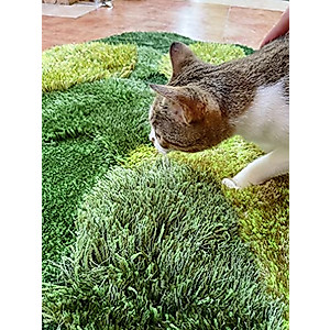 lzteck Patchwork,Abstract,Geometric Shag, Artificial Grass Area Rug, Fake Grass Moss Tundra Rugs, Fluffy Kids Toddles Carpets, Living Room,Nursery Mats,Balcony,Patio Rugs 2.6x3.9ft