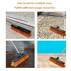 Outdoor Push Broom Heavy Duty Scrub Brush with Long Handle Commercial Broom Stiff Bristles Brush for Cleaning Porch, Sidewalk, Steps, Driveway