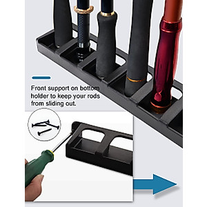 Ducurt Fishing Rod Holders Vertical Rod Rack, Fishing Pole Holders for Garage, Wall, Ceiling Rod Stand, Black