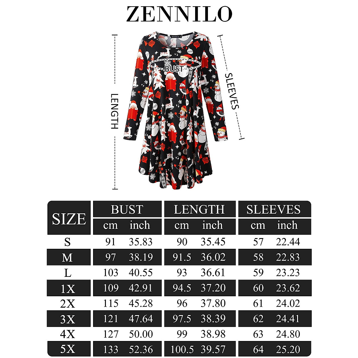 ZENNILO Women's Loose Fit Casual Swing Christmas T-Shirt Dress with Pockets(Flower47,2X)