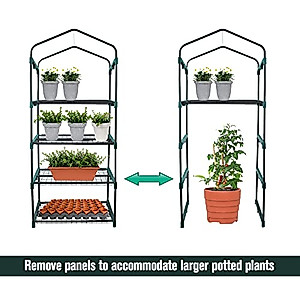 Worth Garden 4 Tier Mini Greenhouse - 63'' H x 27'' L x 19'' W - Sturdy Portable Gardening Shelves with Durable PE Cover w/Roll-Up Zipper Door- Small Green House Indoor & Outdoor for Plants Flowers