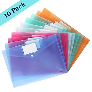 Mr. Pen- Plastic Envelopes, 10 Pack, A4, Letter Size, Plastic Envelopes with Snap Closure, Poly Envelope, Plastic Folders with Closure, Clear Plastic Folders, Plastic Pocket Folders, Document Envelope