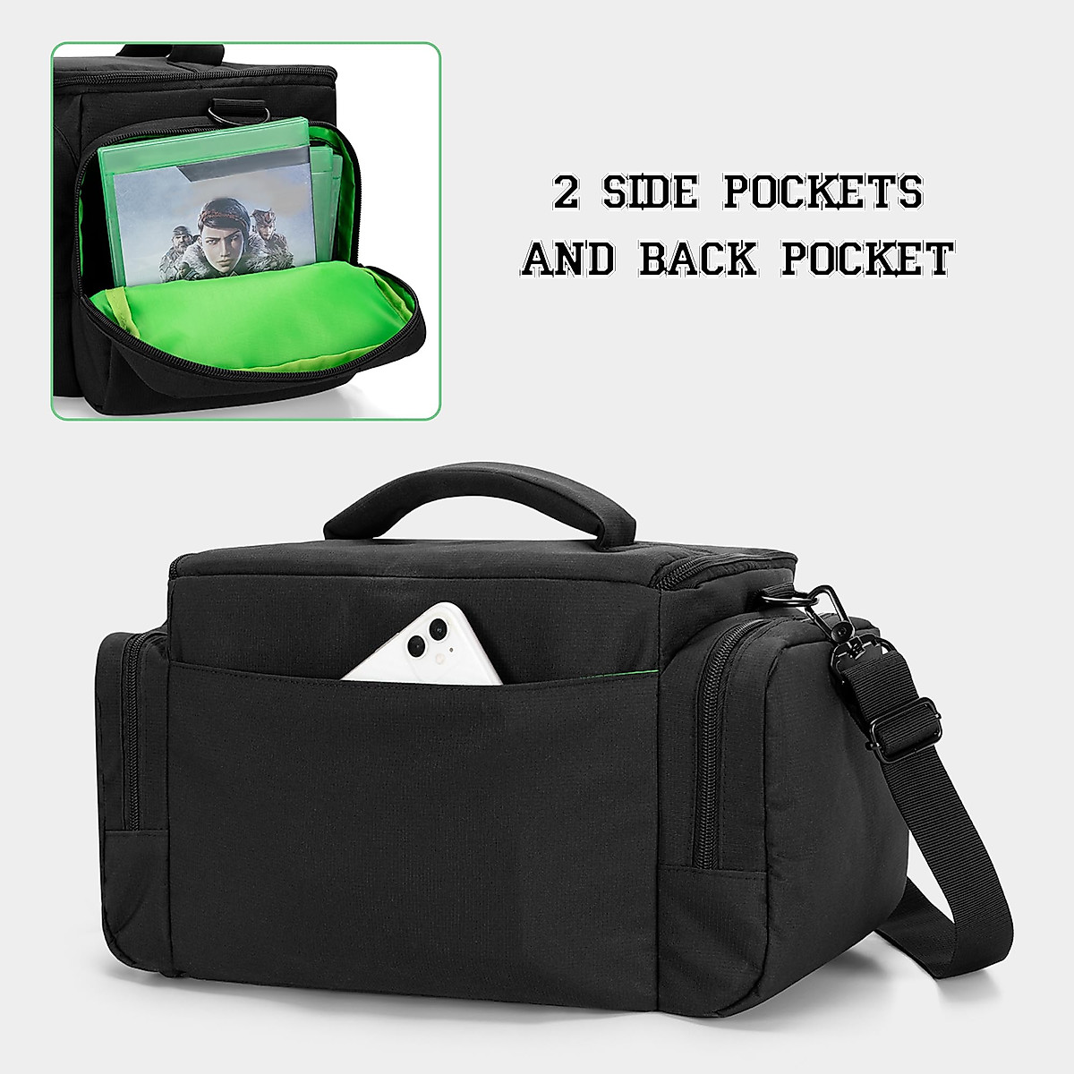 PGmoon Game Console Carrying Case Compatible with Xbox Series X, Portable Carry Bag with Enough Storage Rooms for Controllers, Discs, Cables, and More. (Patent Design)
