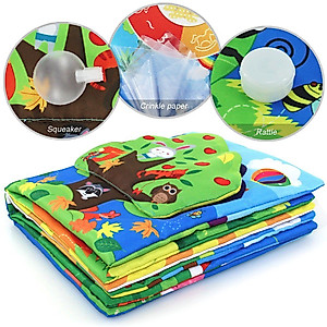 teytoy Soft Baby Blocks, Baby Toys 6 to 12 Months, Montessori Toys for Babies 6-12 Months, Cute & Durable Infant Newborn Fabric Blocks with Numbers Alphabets Animals Mirror and Bells