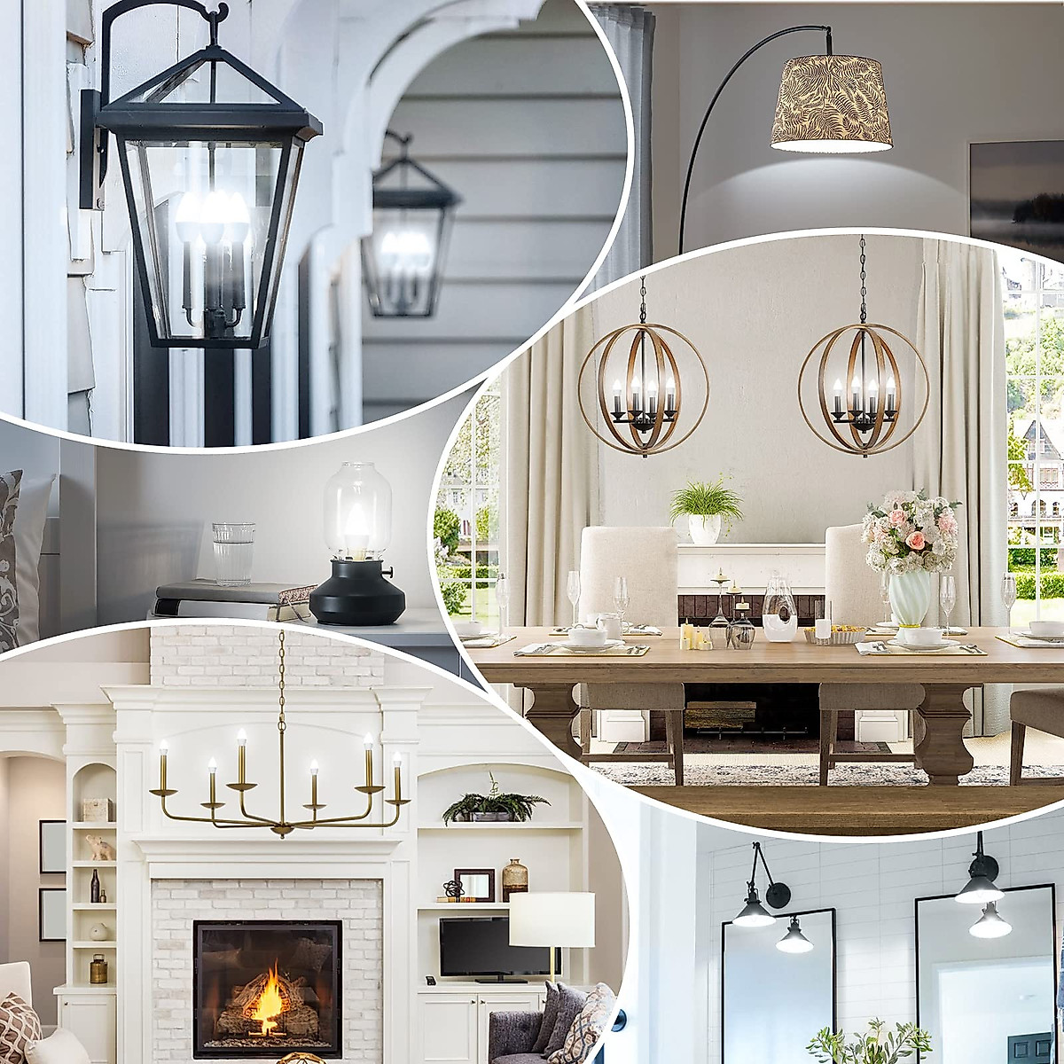 MAXvolador E12 LED Candelabra Light Bulbs 60W Equivalent, Daylight White 5000K 600 Lumen Chandelier Bulb, 6W B11 Candle Base, Non-Dimmable, Pack of 6