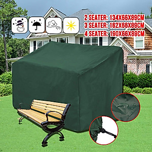 YIREAUD Garden Bench Cover,2-Seater Heavy Duty Patio Bench Loveseat Cover,Waterproof Outdoor Sofa Cover,Lawn Patio Furniture Covers with Air Vent, Green
