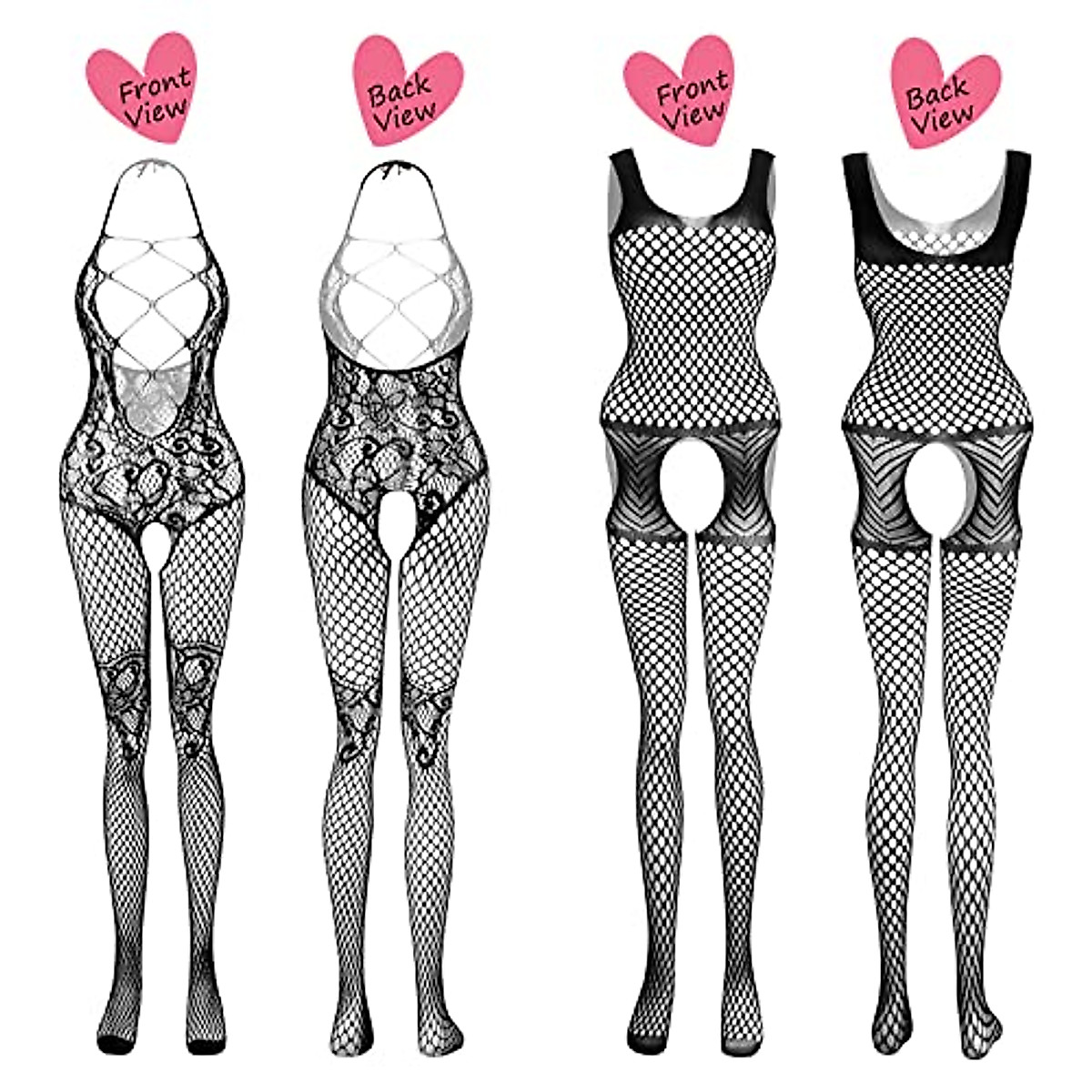 JDiction Women’s Lingerie BabyDoll Fishnet Bodysuit Sexy Nightwear(12 Pack)