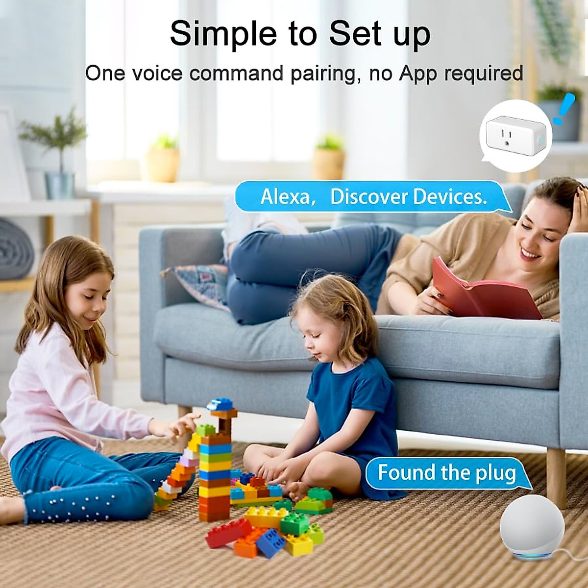 ExIoTy Smart Plug, Simple Setup with One Voice Command, Compatible with Alexa Only, Voice Control, Remote Control, Timer Function, Group Control, Bluetooth Mesh, Alexa Echo Required (1 Pack)