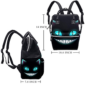 Inhomer Scary Cheshire Cat Vampire Face Diaper Bag Travel Mom Bags Nappy Backpack Large Capacity for Baby Care