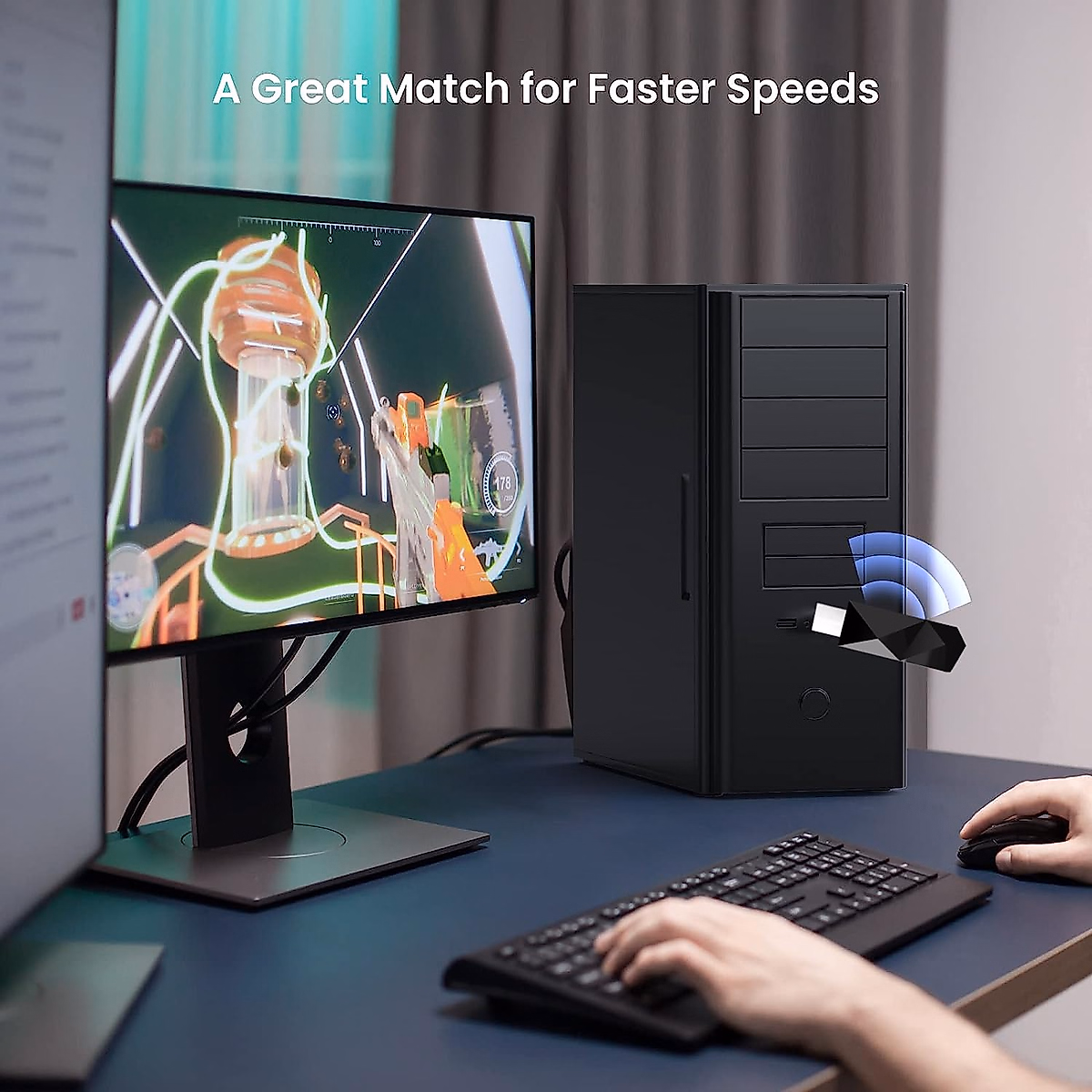 DBIT AX1800 WiFi 6 USB Adapter for Desktop PC (D1-X18) Long Range Wireless Network Adapter USB WiFi Dongle with USB3.0, 5GHz/1201Mbps + 2.4GHz/574Mbps, MU-MIMO, OFDMA, Supports Windows 11/10