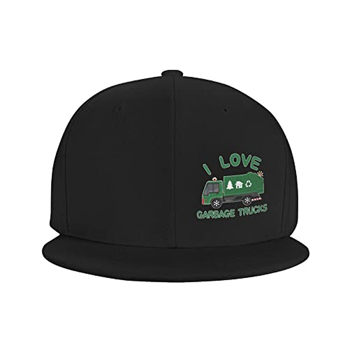 Love Garbage Trucks Rubbish Trucks Snapback Hats for Men Women Adjustable Flat Brim Baseball Cap Flat Bill Fashionable Hip Hop Hat Trucker Hat Black