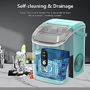 R.W.FLAME Portable Nugget Ice Maker Countertop, Ice Maker Machine with Auto Self-Cleaning,11000Pcs/35Lbs/24Hrs, Ice Scoop and Basket,Green Ice Machine for Home Office Bar Party