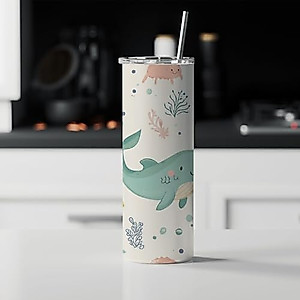Tumbler with Lid and Straw Cute Cartoon Sea World thermos coffee travel mugcute cups 20 oz insulated tumbler for Daily Holiday Decor Gift coffee cup