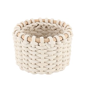 oven Nesting Baskets for Toy Organization and Home-Cotton Rope Storage Basket Decor Baby Gift Storage Basket Small Round Basket Shelf basket for Nursery Bedroom Bathroom, 9.8x6.3inches. (White)