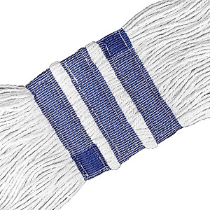 24 oz Loop-End Cotton String Mop Head, Heavy Duty String Mop Refills, 6 Inch Headband, Mop Head Replacement for Home, Industrial and Commercial Use(White)