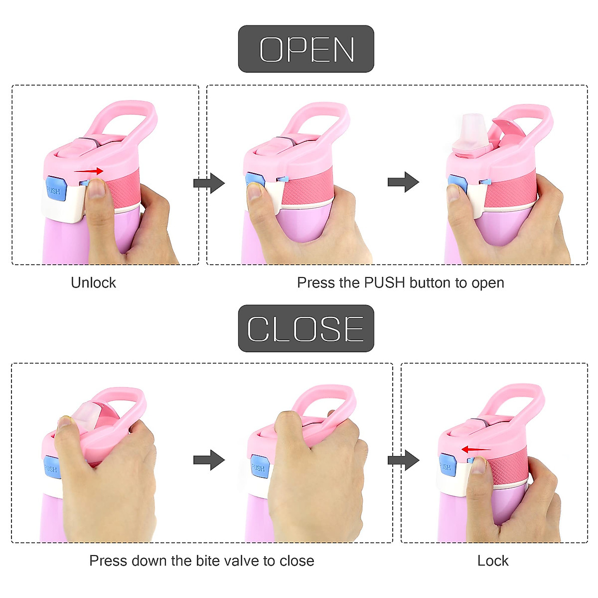 Stainless Steel Kids Water Bottle for Girls Double Wall Beverage Carry Kid Cup Vacuum Insulated Leak Proof BPA-Free Sports Bottle for Boys (Coral)