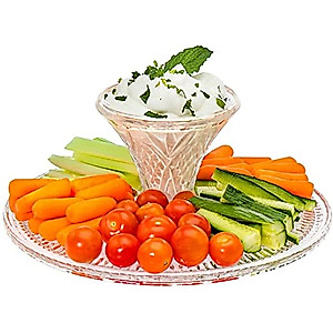 Lefonte Cake Stand, Crystal Footed Cake Plate Platter