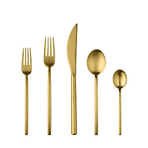 MEPRA, DUE ICE PLACE SETTING, 5 PIECE SET, BRUSHED GOLD FINISH, Medium