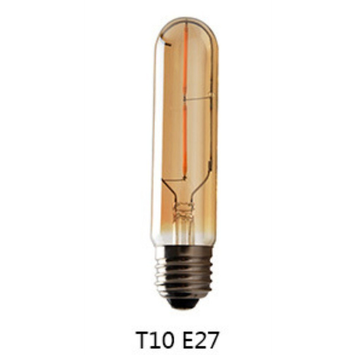 Vintage Edison LED Bulb 4 Pack,T10/T30 LED Bulbs 2W Antique COB Tubular Filament LED Bulb Tubular Edison Style LED Filament Bulb T10,Dimmable,E27 Medium Base,Warm White 2300K,Amber Glass Cover