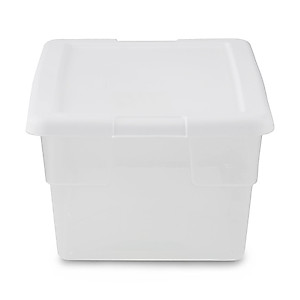 Sterilite 6 Quart Clear Stacking Closet Storage Tote Container with White Lid