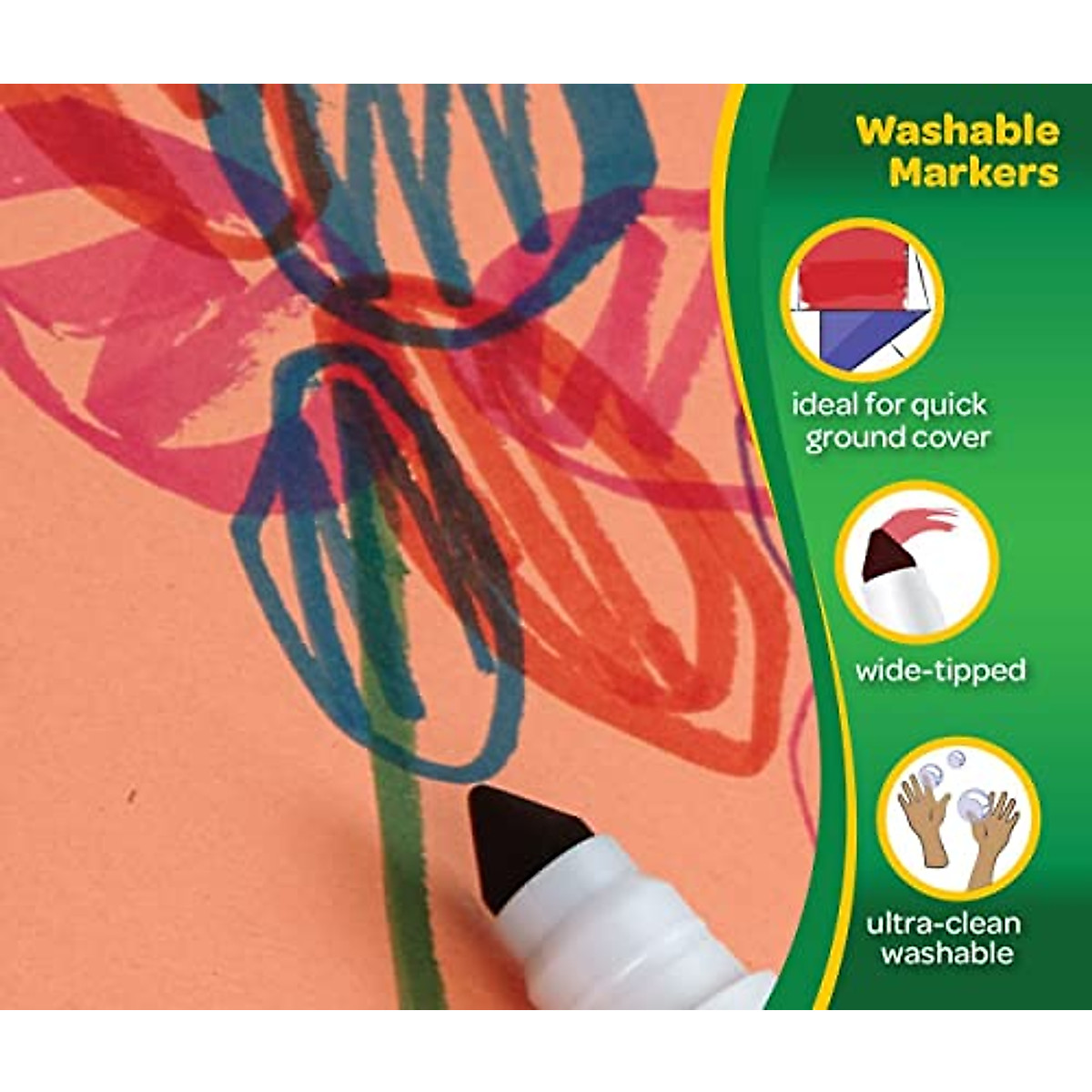 Crayola Washable Marker Set, School Supplies, Gel, Window, Broad Line Markers, 64ct