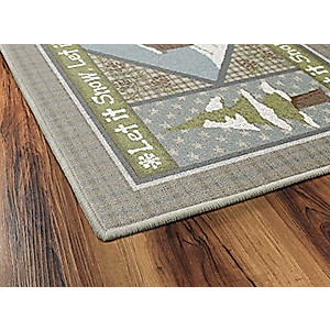 Brumlow MILLS Snow Cabin Washable Let It Snow Print Indoor or Outdoor Holiday Rug for Living or Dining Room Mat, Bedroom Carpet and Kitchen Runner Rug, 30" x 46", Neutral