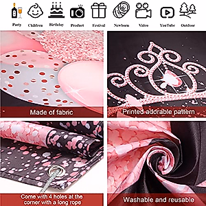 Happy Birthday Backdrop Fabric Glitter Rose Pink Birthday Background Banner Balloons Heels Wine Glass Photography Backdrop Birthday Party Decorations for Women Girls Birthday Supplies, 6 x 3.6 Feet