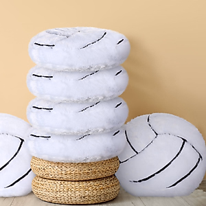 Gerrii Sports Pillows Softball Plush Pillow Volleyball Pillow Sport Theme Fluffy Stuffed Throw Pillow Softball Volleyball Room Decor Gift for Bedroom Decoration Supplies(Volleyball,6 Pcs)