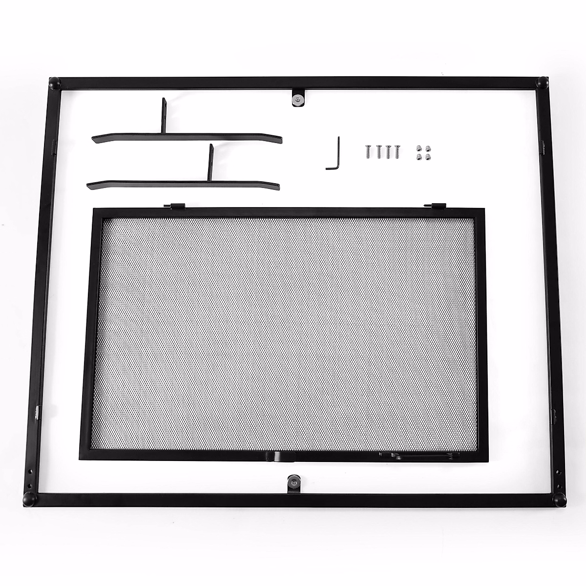 BIRDROCK HOME Fireplace Screen with Double Doors - Heavy Duty Iron Mesh, Welded for Durability, Elegant & Secure Fireplace Cover, Easy Assembly - 40 x 33 in, Black