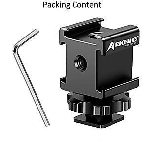 MEKNIC Cold Hot Shoe Mount Adapter Video Accessory Aluminium Alloy Triple Shoe Extension Bracket for LED Lights, Monitors, Microphones, Audio Recorder,Video Cameras or DSLR Cameras