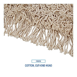 Boardwalk BWKM365C 36 in. x 5 in. Cotton Head 60 in. Wood Handle Cotton Dry Mopping Kit - Natural (1-Kit)