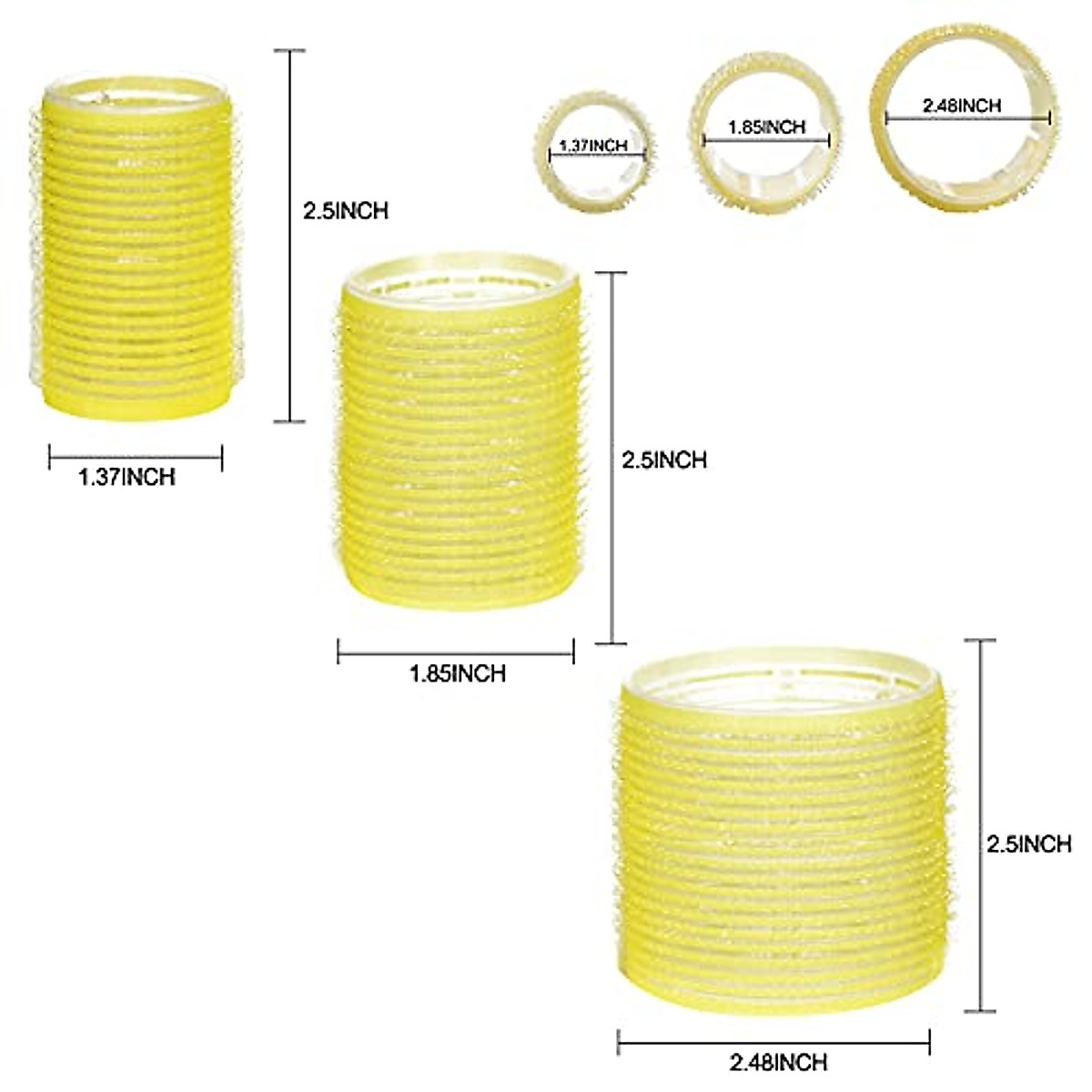 36 Pack Self Grip Hair Rollers Set - Salon Dressing Curlers for Long Hair, No Heat Jumbo, Large and Medium Rollers With Clips & Comb