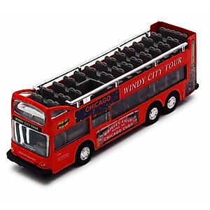 toywonders Chicago Sightseeing Double Decker Wrigley Navy Pier Bus Open Top Red 6 Inch 1:64 Scale Diecast Model Replica