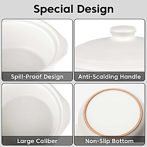Clay Cooking Pots 3.4 Quart, Casserole Clay Pot with Lid Heat-resistant Ceramic Bowls Lid Ceramic Stockpot for Cooking Soup Rice Meat