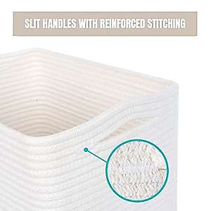 MINTWOOD Design 3-Pack Storage Baskets for Shelves, Playroom and Classroom Storage Basket, Book Basket, Decorative Storage Cube Bins, Woven Closet Organizers, Baby Nursery Baskets, Creamy White