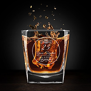 Maverton 6 Whiskey glasses for couples - Tumblers for Wedding - Drinking glasses for pairs - Personalized whisky set for newlyweds - Glassware for anniversary - For Parents - ANNIVERSARY