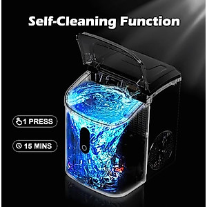 Nugget Ice Maker Countertop, Portable Crushed Sonic Ice Machine, Self Cleaning Ice Makers with One-Click Operation, Soft Chewable Pebble Ice in 7 Mins, 34Lbs/24H with Ice Scoop for Home Bar Camping RV