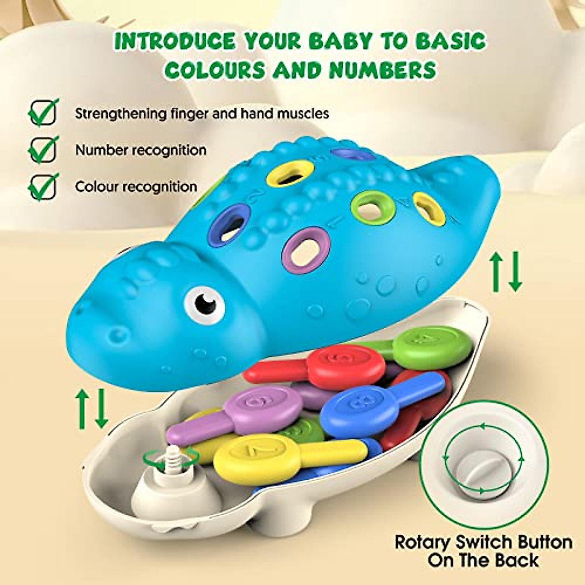 DFGEE Baby Montessori Toys Dinosaur Games Toddler Sensory Fine Motor Skills Learning Educational Activities Outdoor Developmental Toys Gifts for 18 Month Age 2 3 4 One Two Year Old Boys Girls Kids