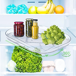 Refrigerator Lazy Turntable Organizer, 11.81'' Clear Rectangular Refrigerator Organizer, Square Lazy Turntable for Refrigerator Cabinets, Table, Pantries, Kitchen, Counterops, Pantry Organizer,