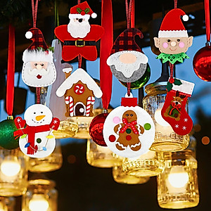 Skylety 8 Pieces 3D Christmas Tree Ornaments Set Felt Santa Elf Snowman Candy Cane Ornament, Christmas Stocking, Gnome Felt Decoration(Santa Claus)