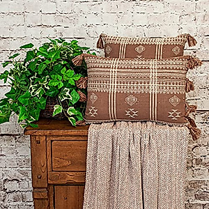 Parkland Collection Transitional Tribal Brown 14" x 20" Pillow