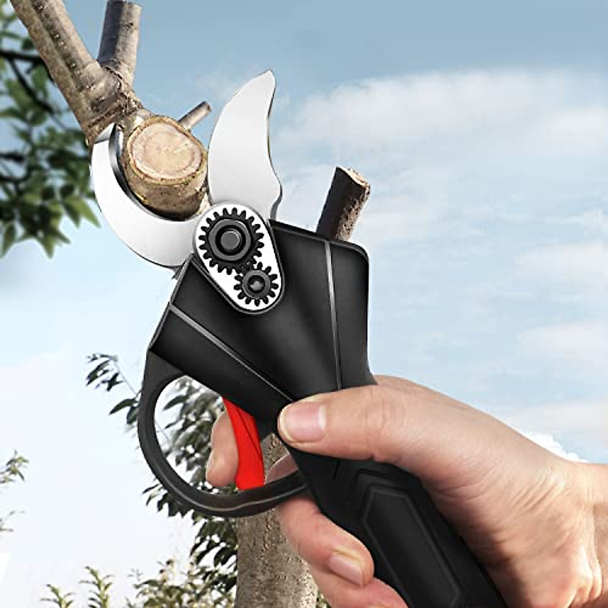 HOOUP Electric Pruning Shears for gardening tree trimming,Professional Cordless Electric Pruning  with 2 PCS Rechargeable 2Ah Lithium Battery and 25mm Cutting Diameter, Tree Branch Pruner (Black)