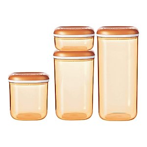 Tupperware Polycarbonate Cookie Jar - 240 ml, 780 ml, 1.3 Liter, 1.8 Liter, 4 Pieces, Orange