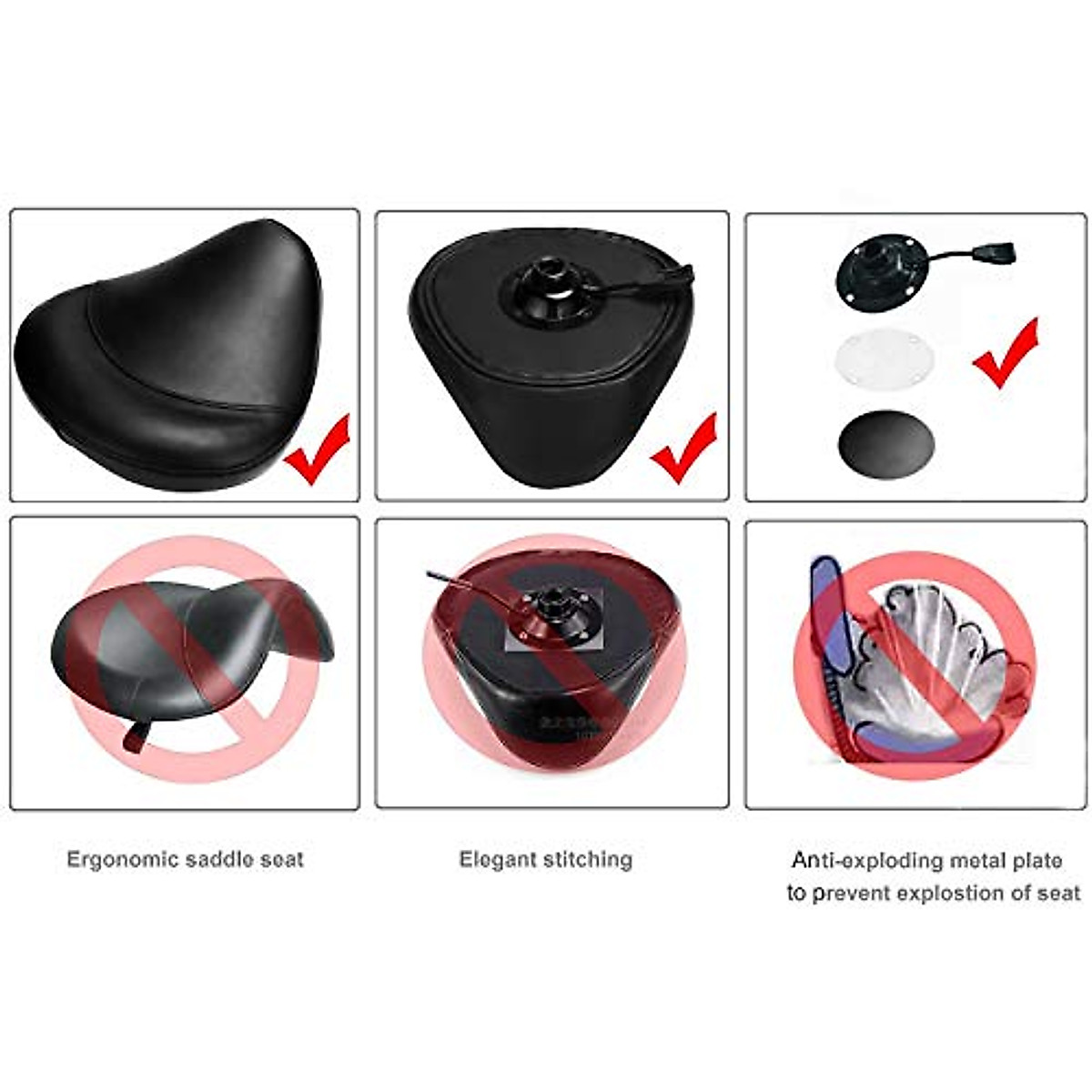 Kaleurrier Ergonomic Rolling Swivel Saddle Stool with Wheels,Hydraulic Pneumatic Lifting Height Adjustable Lightweight Chair for Clinic Hair Salon Massage Lab Kitchen Home Office (Black, Without Back)