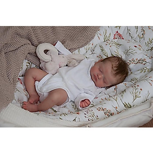 ROSHUAN Realistic Newborn Baby Dolls 20 inch Asleep Lifelike Reborn Baby Dolls Vinyl Soft Cloth Body Real Life Baby Dolls Sleeping Bebe Doll White Clothes for Boys Girls Gifts