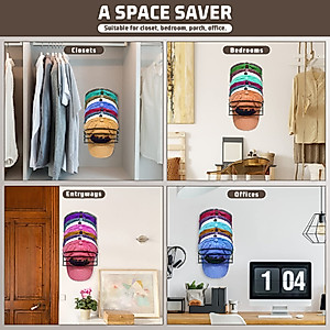 Fikoksol Hat Organizer for Baseball Caps, 2-Pack Black Metal Hat Rack Ball Cap Storage Organizer Hold Up to 30 Caps Hat Holder for Wall Door Closet, Wall Mounted & Adhesive Installation Option