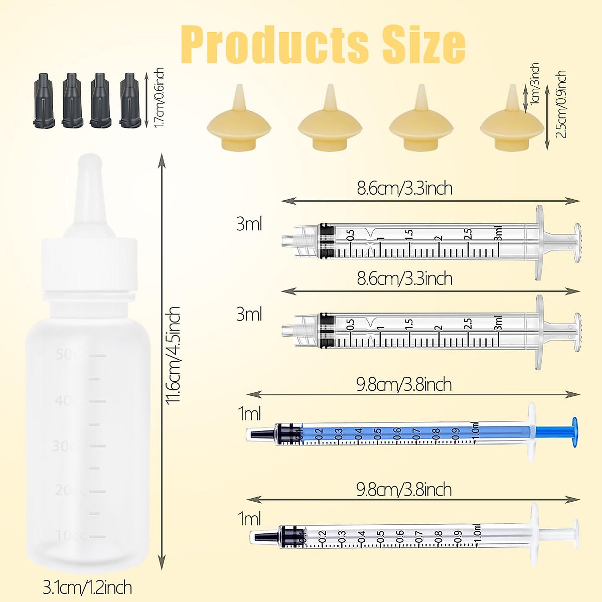 Xuanda Mini Pet Feeding Bottle and Syringes with Nipples for Small Cat Dog Animals (Model 4)