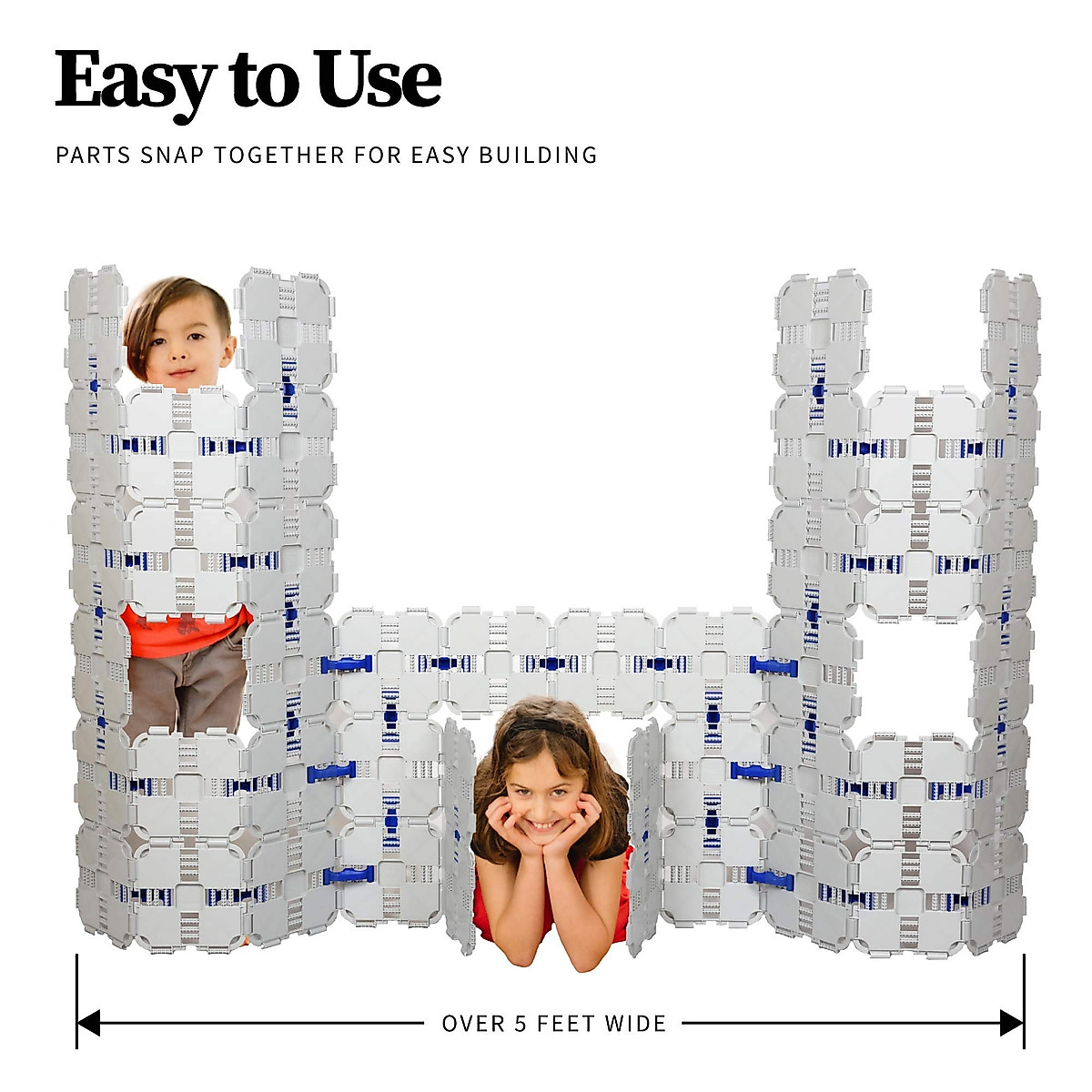 Fort Boards: Fort Building Kit | Jumbo Blocks - Kids Building Toys | 90 Piece Set: Gray