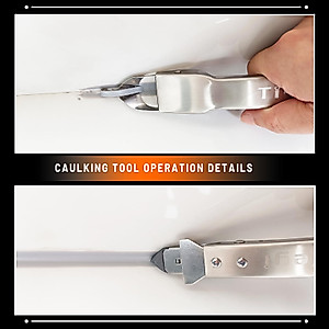 Tijeyi Caulking Tool Kit Stainless Steel Grout Removal Tool,4 in 1 Tile Caulk Remover Tool,Silicone Scraper Caulk Finishing Tools for Kitchen Bathroom Floor Sealant Caulk Window Sink Joint